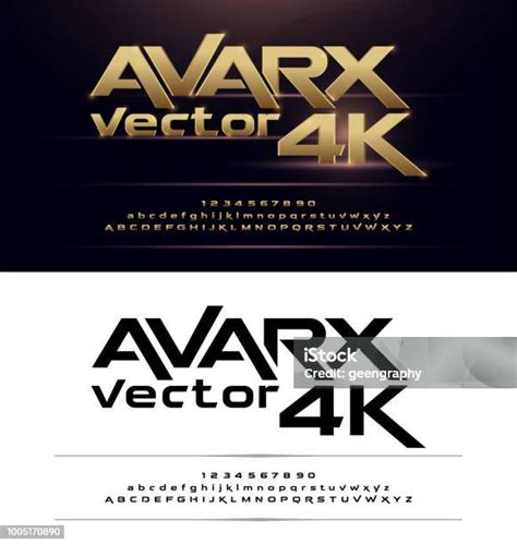 기술 알파벳 골드 메탈 릭 한 디자인 로고 포스터 초대장 독점 황금 편지 인쇄 술 수 일반 글꼴 디지털 및 스포츠 개념 벡터 일러스트 레이 터 컴퓨터 글자에 대한 스톡 벡터