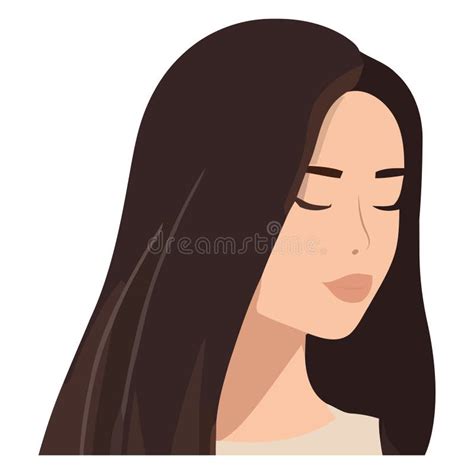 Beautiful Young Woman With Long Brown Hair Stock Vector Illustration