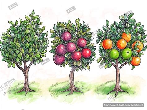 Ai创作图果树手绘 果园手绘 果园手绘插画 手绘果园插画 手绘果树 果园宣传插画 手绘橘树 手绘橙树 五彩缤纷水果树 手绘果园 水果树装饰画 水果树背景 新鲜果蔬水果树 水果农产品形象插画