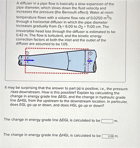Solved A Diffuser In A Pipe Flow Is Basically A Slow Chegg