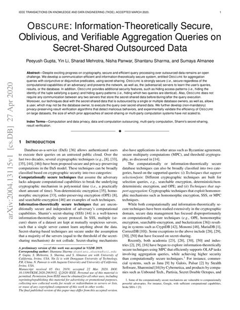 Obscure Information Theoretically Secure Oblivious And Verifiable