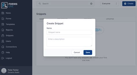 Creating Snippets Forms Live