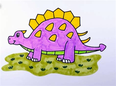 白垩纪坦克甲龙简笔画 王老猫画动物简笔画