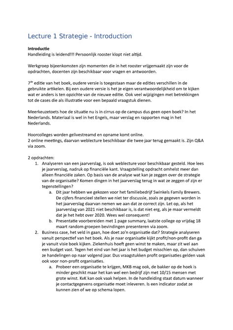 Lecture 1 Strategie Lecture 1 Strategie Introduction Introductie Lecture 1 Strategie Lecture 1 Strategie Introduction Introductie