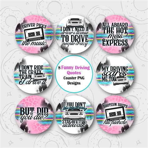 Funny Car Coaster Png Driving Quote Car Coaster Sublimation Design