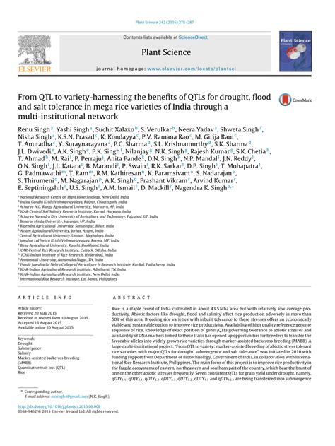 Pdf From Qtl To Variety Harnessing The Benefits Of Qtls For Drought