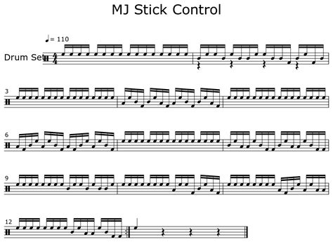 Mj Stick Control Sheet Music For Drum Set