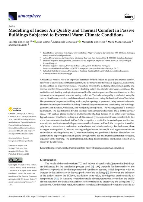Pdf Modelling Of Indoor Air Quality And Thermal Comfort In Passive Buildings Subjected To