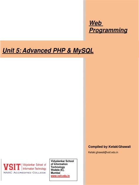 Unit 5 Advanced Php And Mysql Web Programming Pdf Cookie Databases