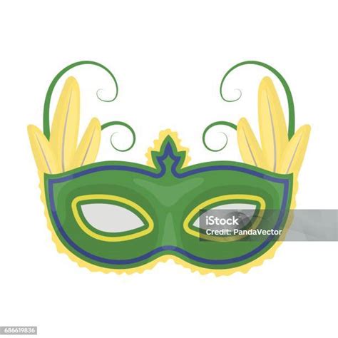 Ilustración De Icono De Máscara De Carnaval Brasileño En Estilo De
