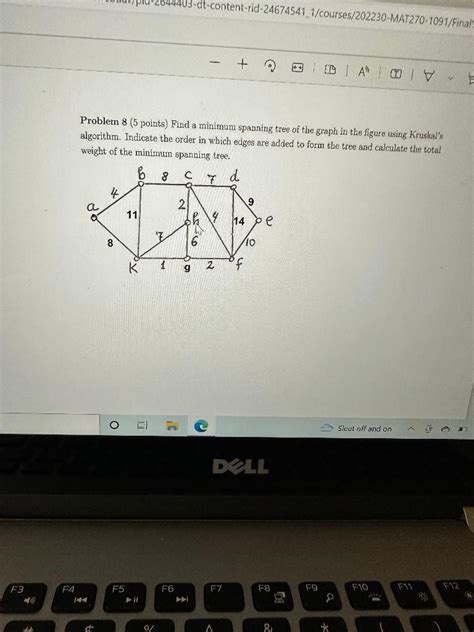 Solved Problem 8 5 Points Find A Minimum Spanning Tree Of Chegg