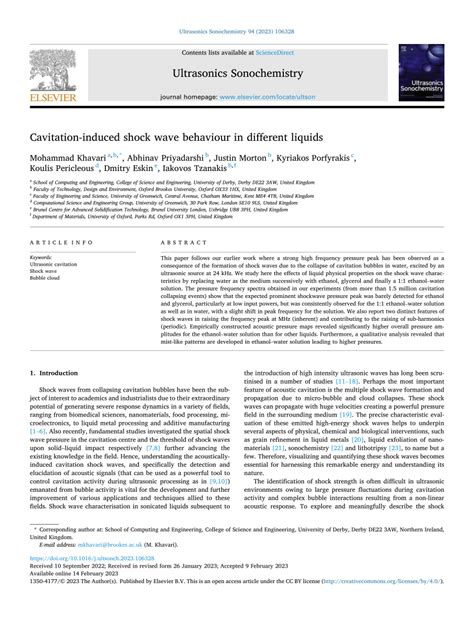 Pdf Cavitation Induced Shock Wave Behaviour In Different Liquids