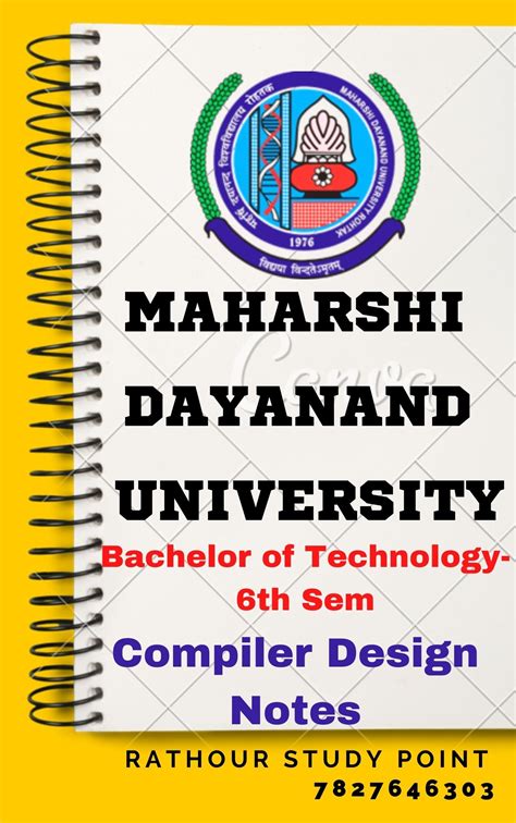 B E B Tech 6th Semester Compiler Design Notes PDF Complete Printable Notes Study Rate