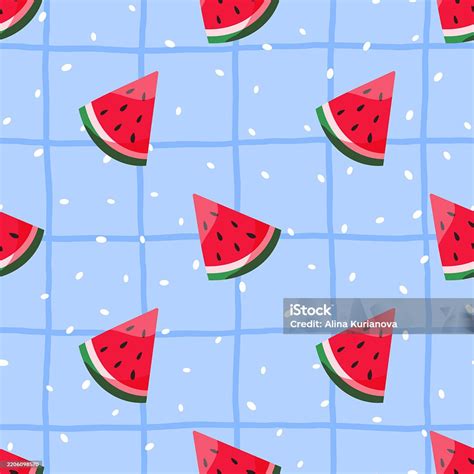 생생한 수박 조각이 있는 귀여운 완벽 한 벡터 디자인 휴일 테마의 포장지 보육원 장식 및 현대적인 과일 인쇄에 이상적입니다 건강한 식생활에 대한 스톡 벡터 아트 및 기타
