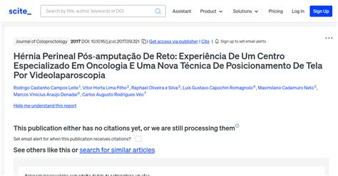 Hérnia Perineal Pós‐amputação De Reto Experiência De Um Centro Especializado Em Oncologia E Uma