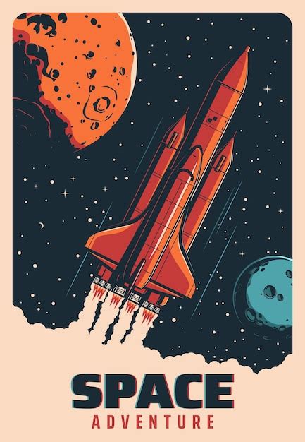 Premium Vector Space Rocket Flight Between Planets In Galaxy