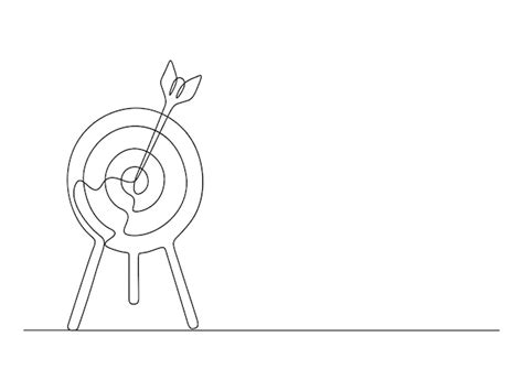 Premium Vector One Continuous Line Drawing Of Arrow On The Target Concept Of Business