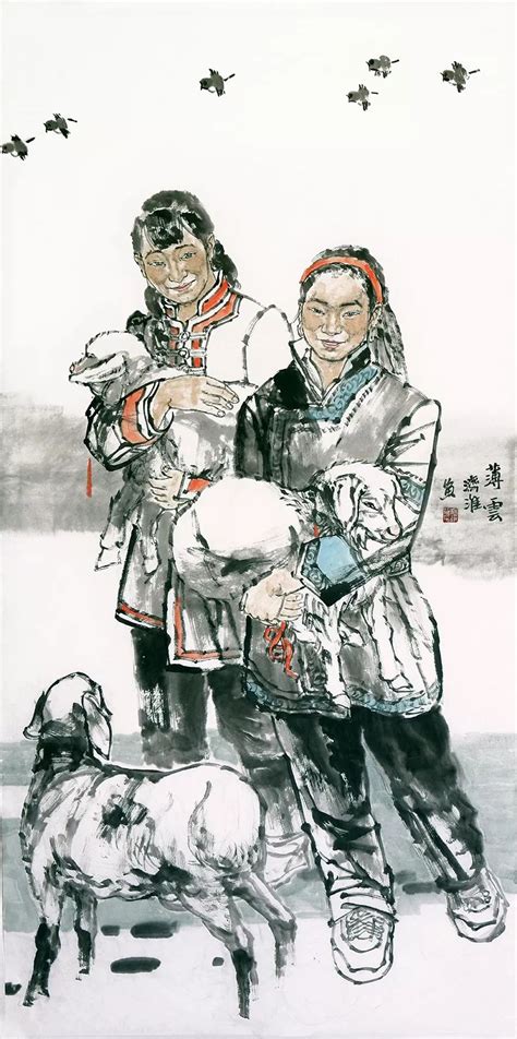 杨济淮人物画 戴宏海人物画 王光明的写意人物画 大山谷图库