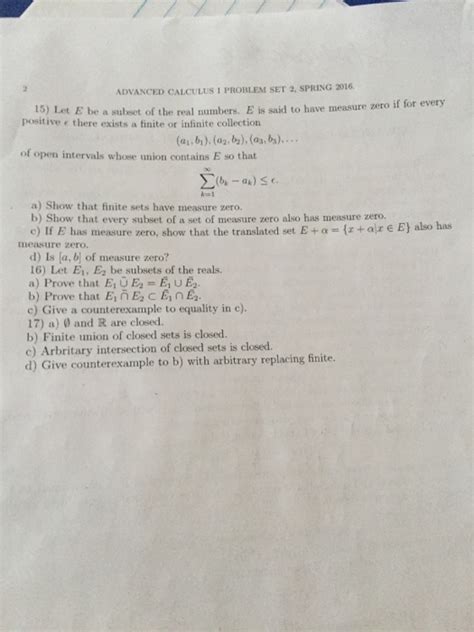 solved let e be a subset of the real numbers e is said to