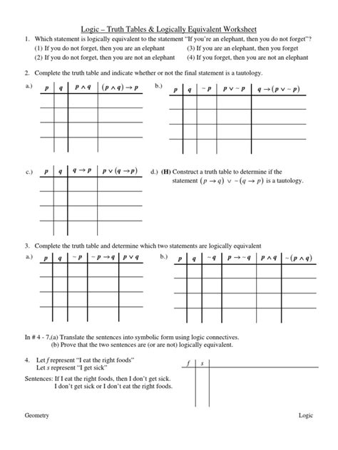 free logic truth tables worksheet download free logic truth tables