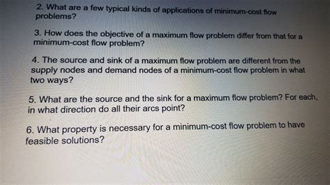 Solved What Property Is Necessary For A Minimum Cost Flow