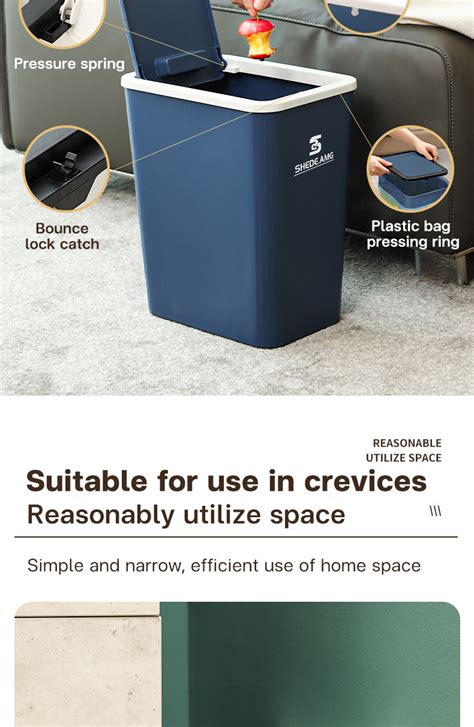 13l Press Type Trash Can Rectangular Garbage Bin Household High Quality Trash Bin With Cover Lid