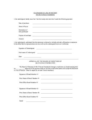Fillable Online STATEMENT IN LIEU OF RECEIPT Fax Email Print PdfFiller