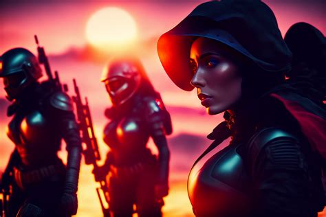 Lexica A Team Of Females Of Beautiful Armed Warriors Defending