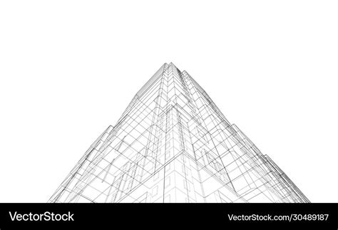 Wire Frame Model A Multi Storey Building Vector Image