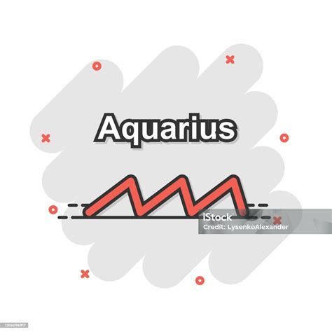 코믹 스타일의 벡터 만화 물병자리 조디악 아이콘 점성술 사인 일러스트레이션 픽토그램 물병 자리 별자리 사업 스플래시 효과 개념 0명에 대한 스톡 벡터 아트 및 기타 이미지