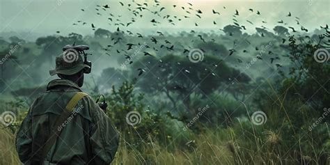 A Wildlife Reserve With An Antipoaching Alarm System Sending Signals To Rangers When Suspicious