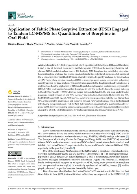 Pdf Application Of Fabric Phase Sorptive Extraction Fpse Engaged To Tandem Lc Msms For