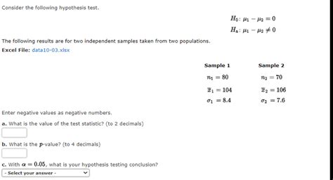 Solved Consider The Following Hypothesis Chegg