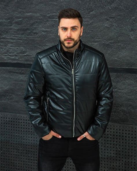 Куртка Мужская Весна осень Кожанка Стеганая Кожаная Куртка Asos Премиум Качества — Купить