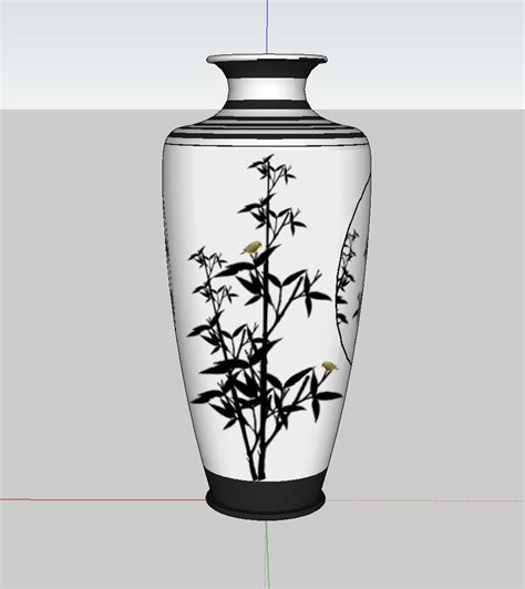 古代手绘竹子陶瓷花瓶su模型 陈设摆件 土木在线