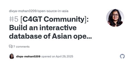 [c4gt community] build an interactive database of asian open source communities · issue 5