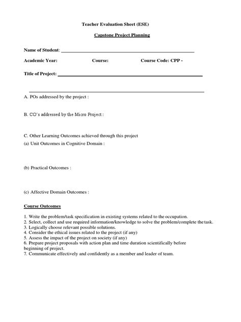 capstone project planning 1 rubric academic cognition
