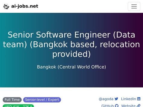 Hiring Senior Software Engineer Data Team Bangkok Based