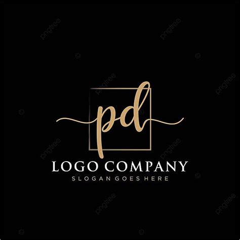 Pd Initial Handwriting Logo With Rectangle Template Vector Vector Makeup Sign Poster Png And