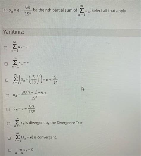 solved let sn e 6n 15 be the nth partial sum of ear