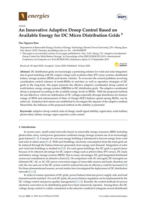Pdf An Innovative Adaptive Droop Control Based On Available Energy