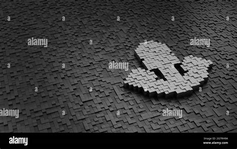 3d Rendering Metal Cubes In Shape Of Symbol Of Anchor Light Silver Colored On Dark Cubes With