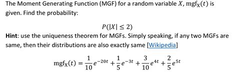 answered the moment generating function mgf … bartleby