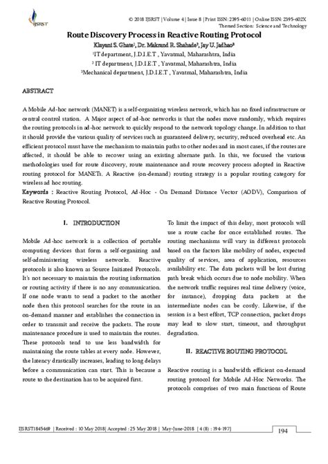 Pdf Route Discovery Process In Reactive Routing Protocol