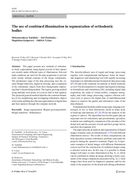 Pdf The Use Of Combined Illumination In Segmentation Of Orthodontic Bodies