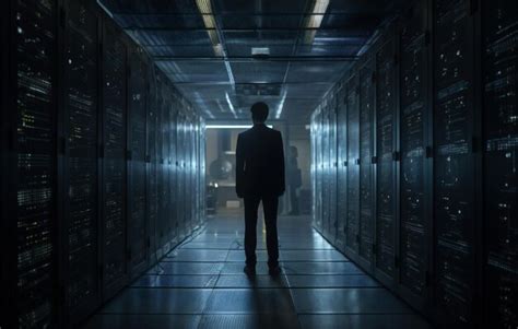 Premium Ai Image Technology Man Center Data Network Datum Server