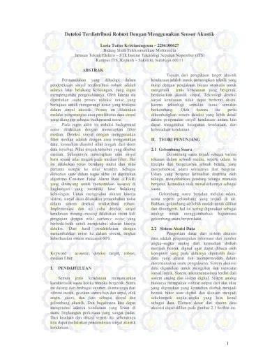 Deteksi Terdistribusi Robust Dengan Menggunakan Sensor Akustik