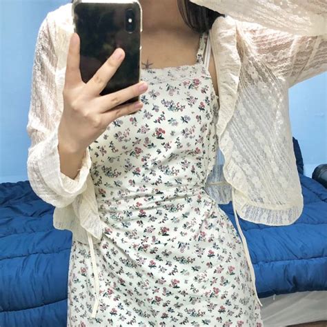 빈티지 모리걸 Y2k 키치 레이스 플라워 트임 원피스 후루츠패밀리