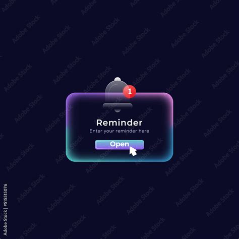 Glass Effect Reminder Illustration Notifications Page With Floating Elements Business Planning
