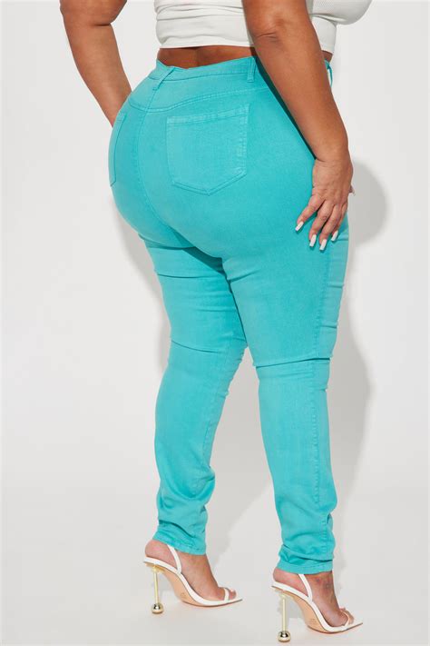 Classic Color High Waist Skinny Jeans Aqua Fashion Nova